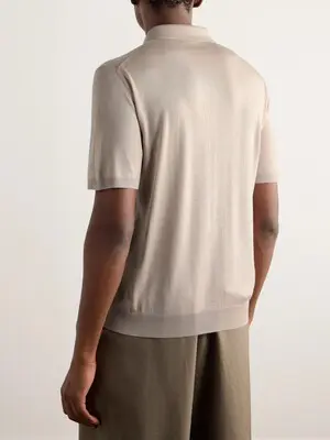 Loro Piana Slim-fit Wool, Silk And Cashmere-blend Polo Shirt - Neutrals
