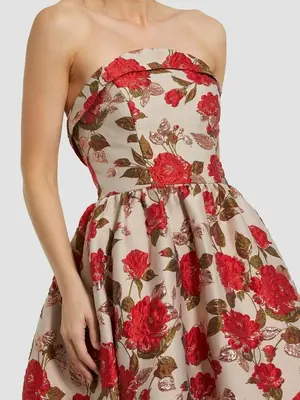 Mac Duggal Peony Brocade Strapless Ballgown