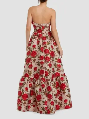 Mac Duggal Peony Brocade Strapless Ballgown