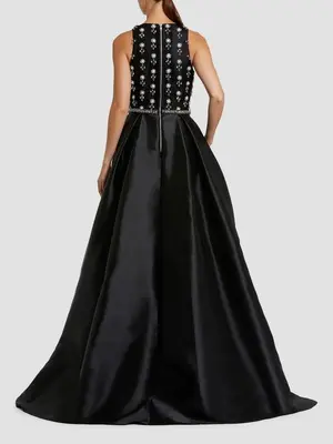 Mac Duggal Floral Beaded Satin Ballgown