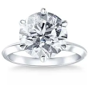 POMPEII3 Certified 6ct Solitaire Diamond Engagement Ring 14k White Gold Lab Grown - Silver
