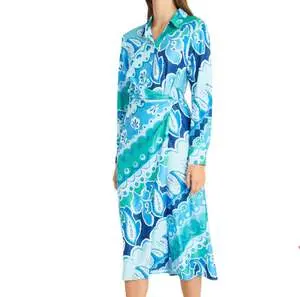 Maggy London Donna Morgan Button Down Midi Shirt Dress - Blue