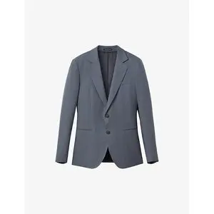 REISS Kin Notch-lapel Slim-fit Single-breasted Linen Blazer 44 Airforce Blue