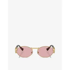 Versace Ve2264 Oval-frame Sunglasses - Gold