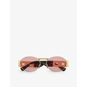 Versace Ve2264 Oval-frame Sunglasses - Gold