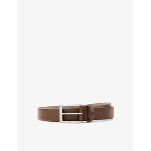 BOSS Logo-embossed Leather Belt - Medium Brown
