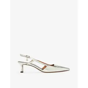 Maje Leather Slingbacks With Cut-out Detailing - Noir / Gris