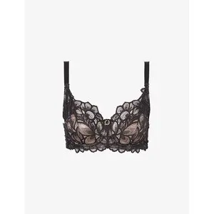 Panache Allure Lace-embroidered Stretch-woven Bra - Black/latte
