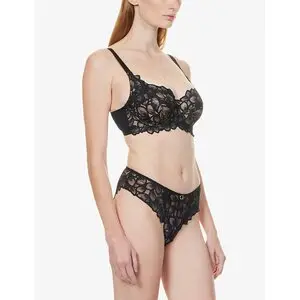 Panache Allure Lace-embroidered Stretch-woven Bra - Black/latte