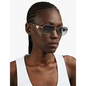 Prada Irregular-frame Metal Sunglasses - Gold