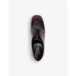 Prada Brushed Laced Leather Derby Shoes - Garnet