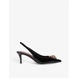 Kurt Geiger Belgravia Crystal-embellished Eagle-head Slingback Sandals - Black