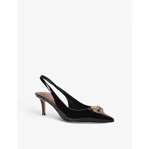 Kurt Geiger Belgravia Crystal-embellished Eagle-head Slingback Sandals - Black