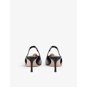 Kurt Geiger Belgravia Crystal-embellished Eagle-head Slingback Sandals - Black