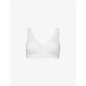 Hanro Triangle-cup Lace-trim Stretch-cotton Bra - White