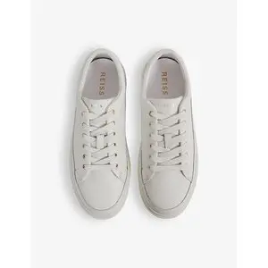 REISS Grained-leather Low-top Trainers - White