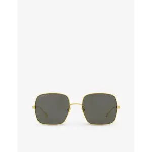 Gucci Gg1434s Square-frame Metal Sunglasses - Gold