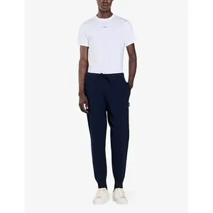 Sandro Logo-patch Regular-fit Stretch-woven Jogging Bottoms - Bleus