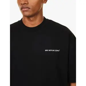 MKI MIYUKI ZOKU Uniform Branded-print Cotton-jersey T-shirt - Black