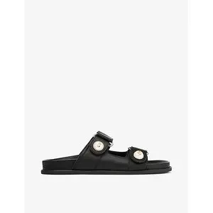 JIMMY CHOO Fayence Pearl-embellished Leather Sandals - Black