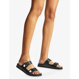JIMMY CHOO Fayence Pearl-embellished Leather Sandals - Black