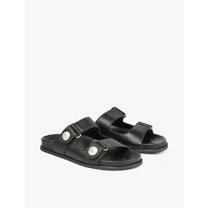 JIMMY CHOO Fayence Pearl-embellished Leather Sandals - Black