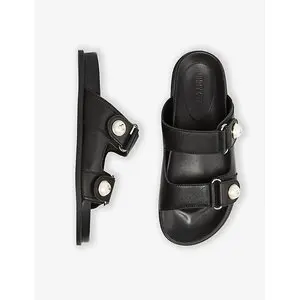 JIMMY CHOO Fayence Pearl-embellished Leather Sandals - Black