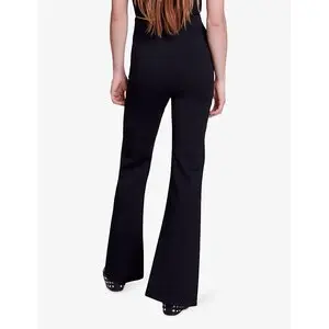 Maje Split-cuff Flare-leg High-rise Trousers - Noir / Gris