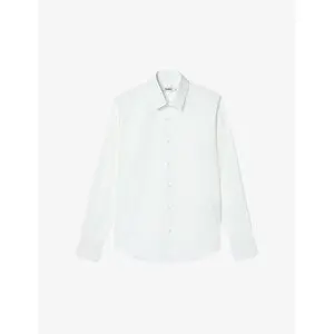 Sandro Classic-collar Slim-fit Stretch Cotton-blend Shirt - Naturels