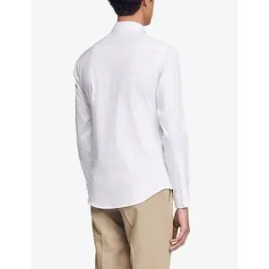 Sandro Classic-collar Slim-fit Stretch Cotton-blend Shirt - Naturels