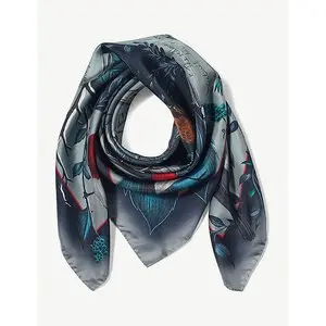 ASPINAL OF LONDON Robin Graphic-print Silk Scarf - Blue