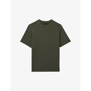 REISS Wick Textured Stretch-woven T-shirt M Green Smoke