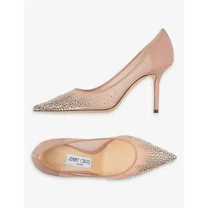 JIMMY CHOO Love 85 Crystal-embellished Mesh Heeled Courts - Ballet Pink
