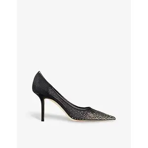 JIMMY CHOO Love 85 Crystal-embellished Mesh Pumps - Black/black