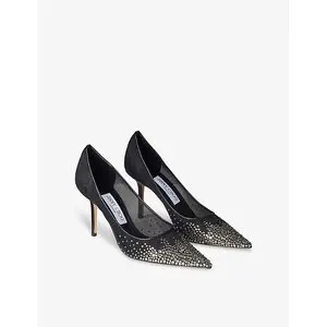 JIMMY CHOO Love 85 Crystal-embellished Mesh Pumps - Black/black