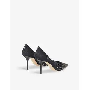 JIMMY CHOO Love 85 Crystal-embellished Mesh Pumps - Black/black