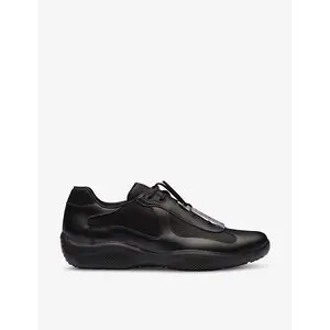 Prada America's Cup Original Leather And Mesh Trainers - Black