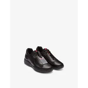 Prada America's Cup Original Leather And Mesh Trainers - Black