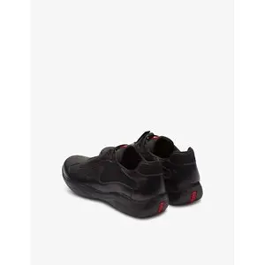 Prada America's Cup Original Leather And Mesh Trainers - Black