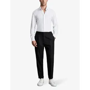 REISS Relaxed-fit Tapered Woven Trousers - Black