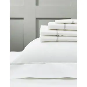 THE WHITE COMPANY Savoy Cotton Flat Sheet - White/silver