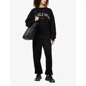 ADANOLA Logo-embroidered Relaxed-fit Cotton Sweatshirt - Black