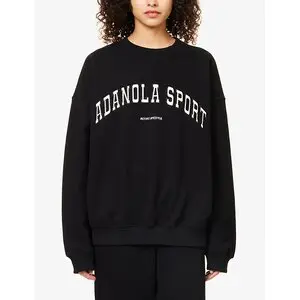 ADANOLA Logo-embroidered Relaxed-fit Cotton Sweatshirt - Black