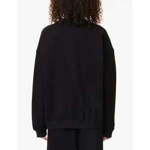 ADANOLA Logo-embroidered Relaxed-fit Cotton Sweatshirt - Black
