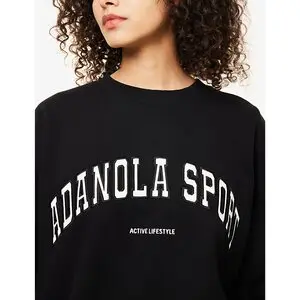 ADANOLA Logo-embroidered Relaxed-fit Cotton Sweatshirt - Black