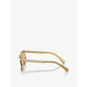 SWAROVSKI Sk6006 Crystal-embellished Oval Sunglasses - Gold