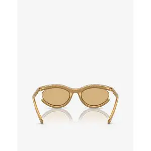 SWAROVSKI Sk6006 Crystal-embellished Oval Sunglasses - Gold