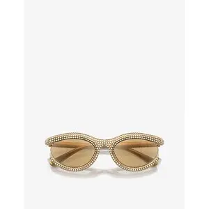 SWAROVSKI Sk6006 Crystal-embellished Oval Sunglasses - Gold