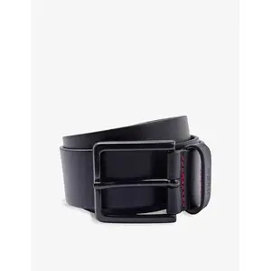 Hugo Logo-embossed Leather Belt - Black