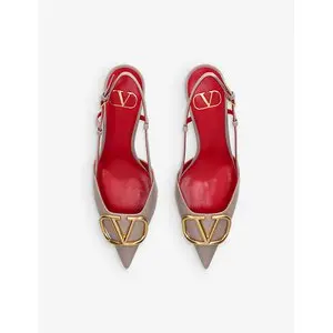 Valentino Garavani Vlogo 80 Pointed-toe Leather Slingback Courts - Blush
